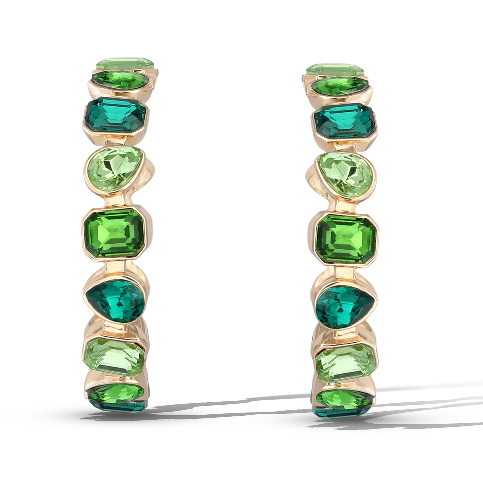 JS Jessica Simpson Gold-Tone Green Stone Hoop Earrings | Sally Rose